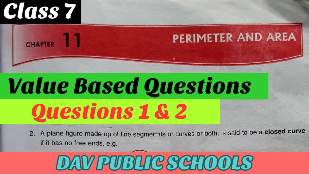 DAV class 7 maths chapter 11 Value Based Questions - YouTube