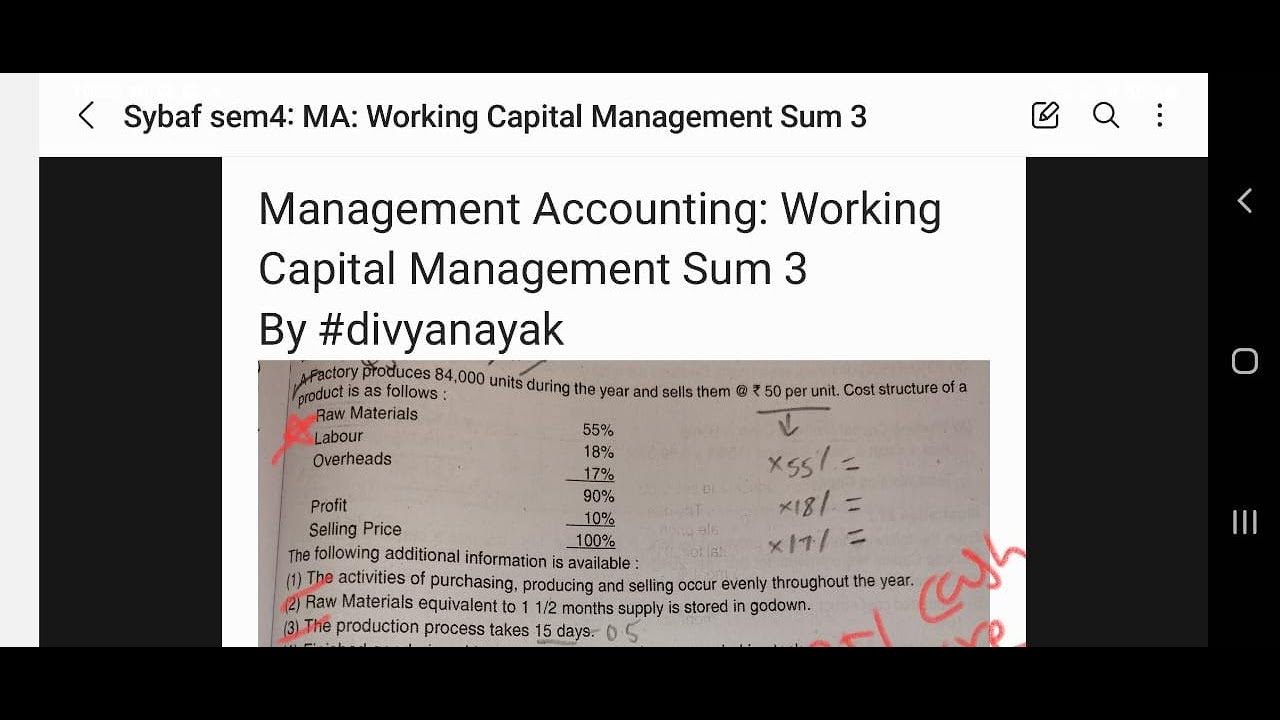 Practical sum 3 Of Working Capital Management||Management Accounting ...