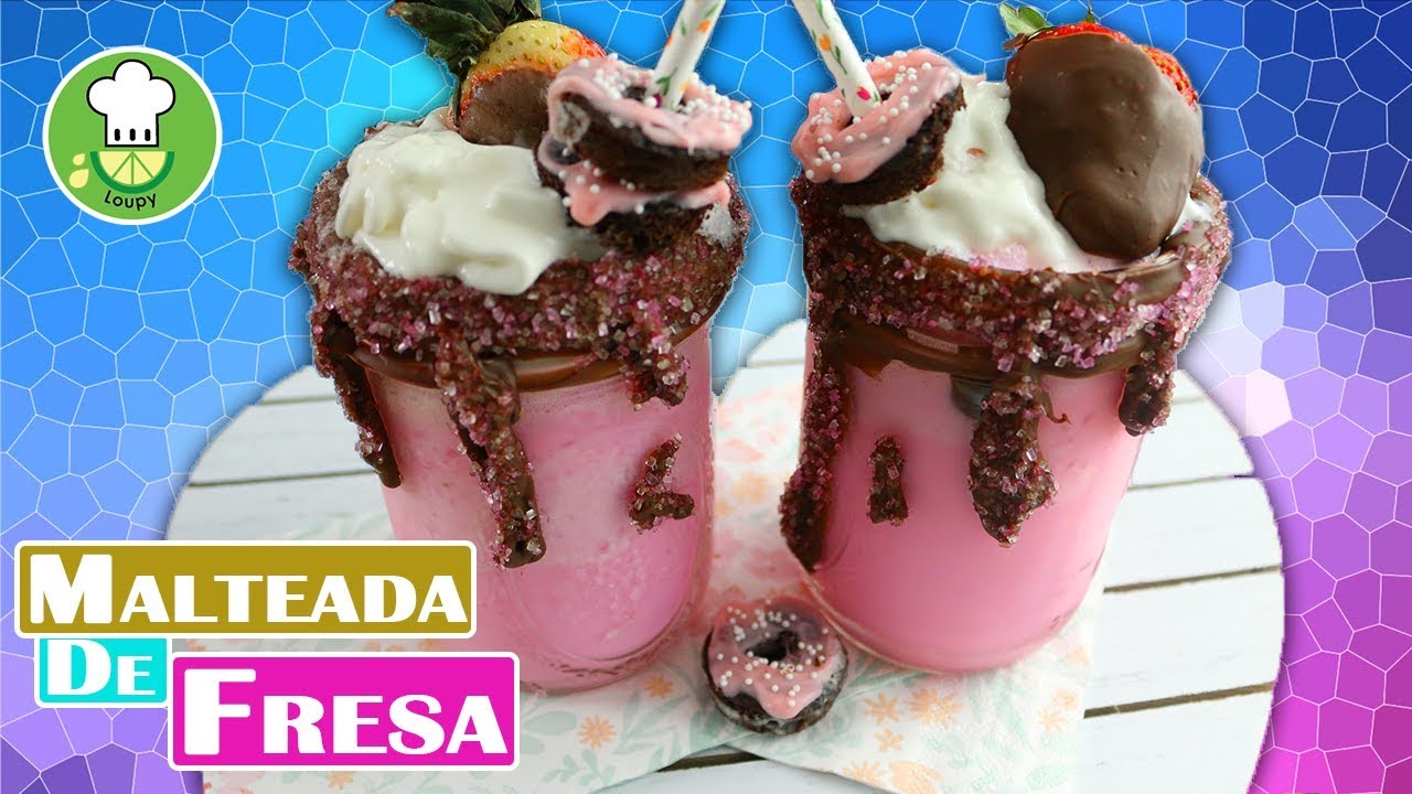 MALTEADA DE FRESA PARA SAN VALENTIN RECETA FACIL \\ By Loupy limon ...