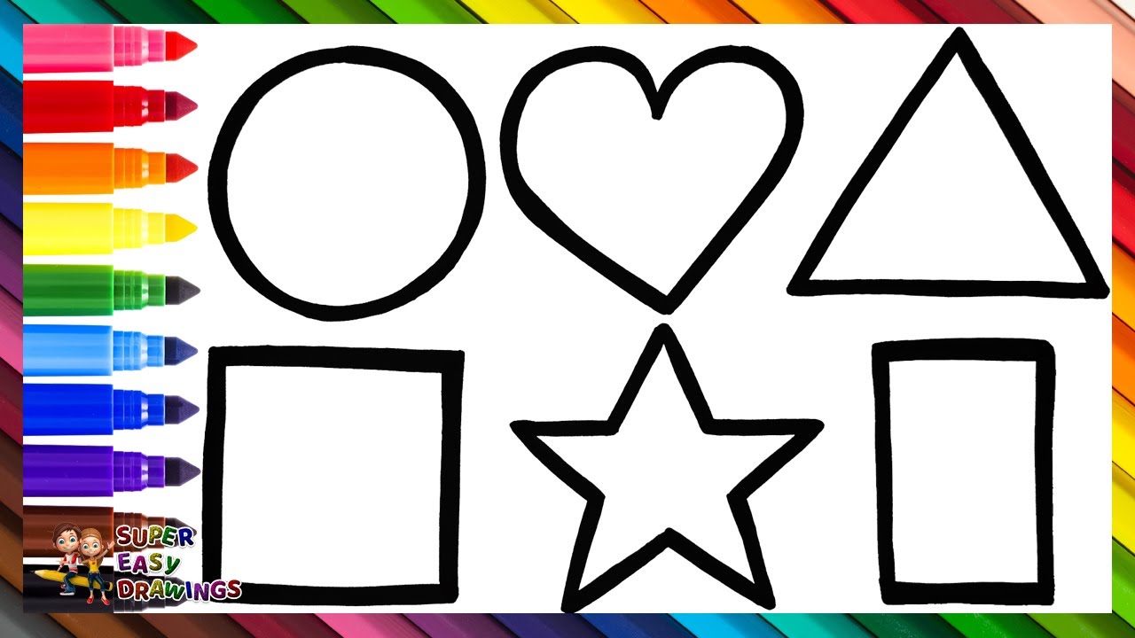 Draw And Color Geometric Shapes Step By Step 🟠💜🔺🟩⭐🔷 Drawings For Kids ...
