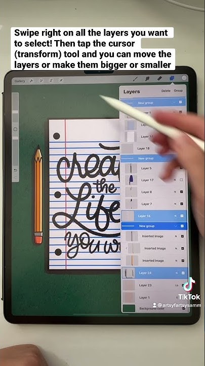 Move and Resize Multiple Layers at Once in Procreate | Tip for Beginners - YouTube