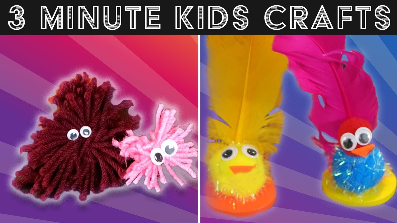 3-MINUTE KIDS CRAFTS! || DIY Yarn, Googly Eyes, and Kids Games - YouTube
