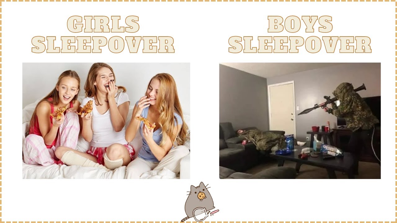 Girls vs Boys Sleepover / Girls Sleepover / Memes - YouTube