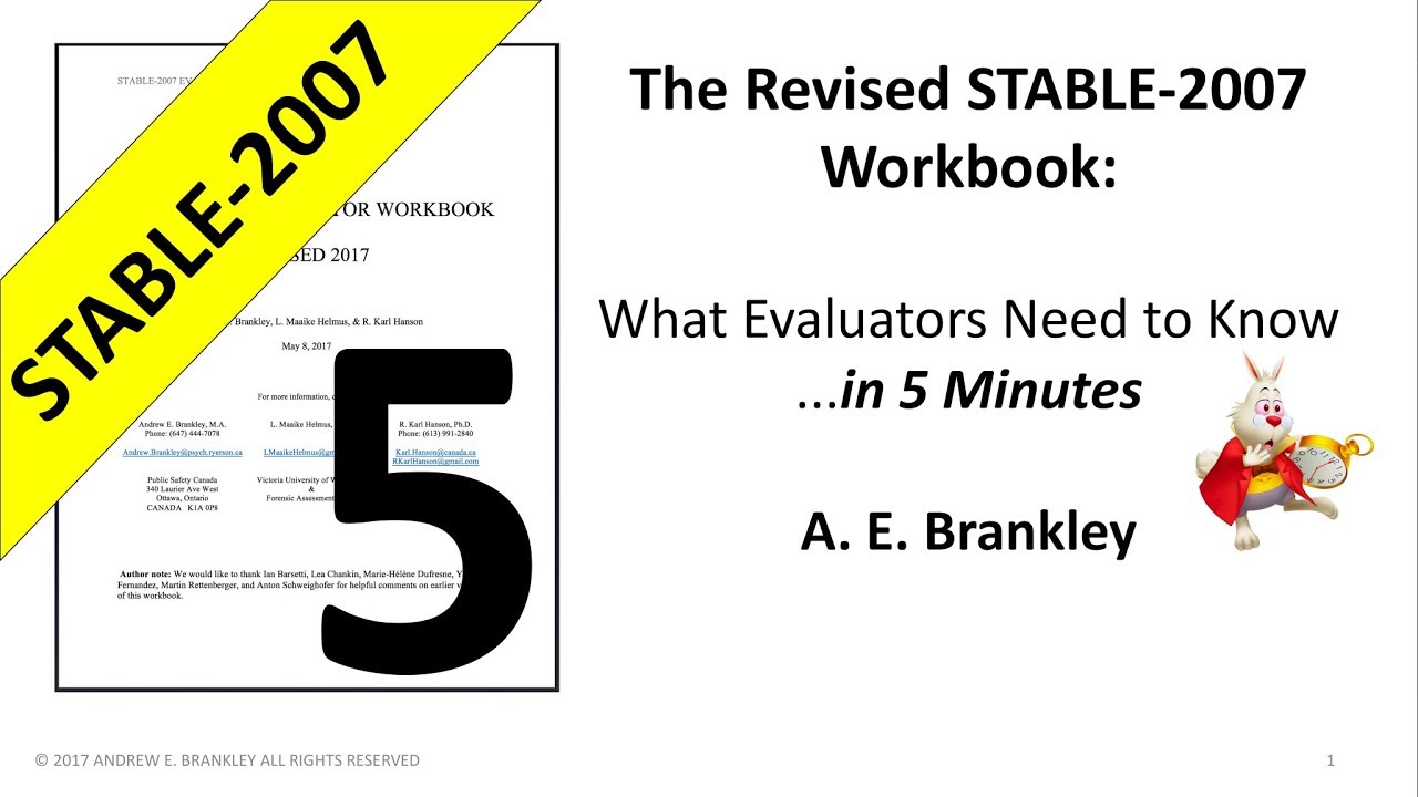 The Revised STABLE-2007 Workbook: What Evaluators Need to Know in 5 ...