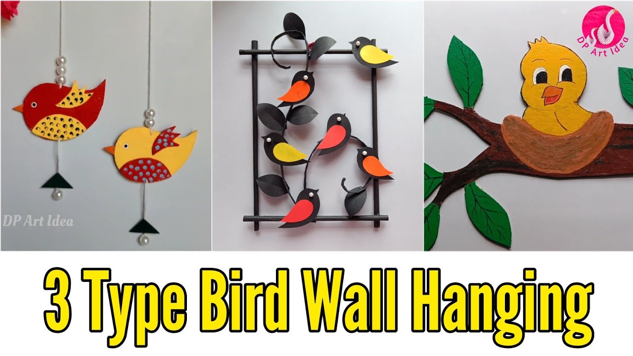 3 Types Bird Wall Hanging || Flower Wall Hanging| Handmade Paper Wall ...