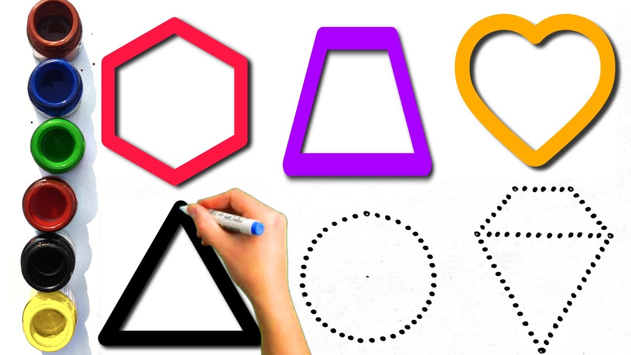 2D shape drawing with colorful paint, kids school, kids learning, kids ...