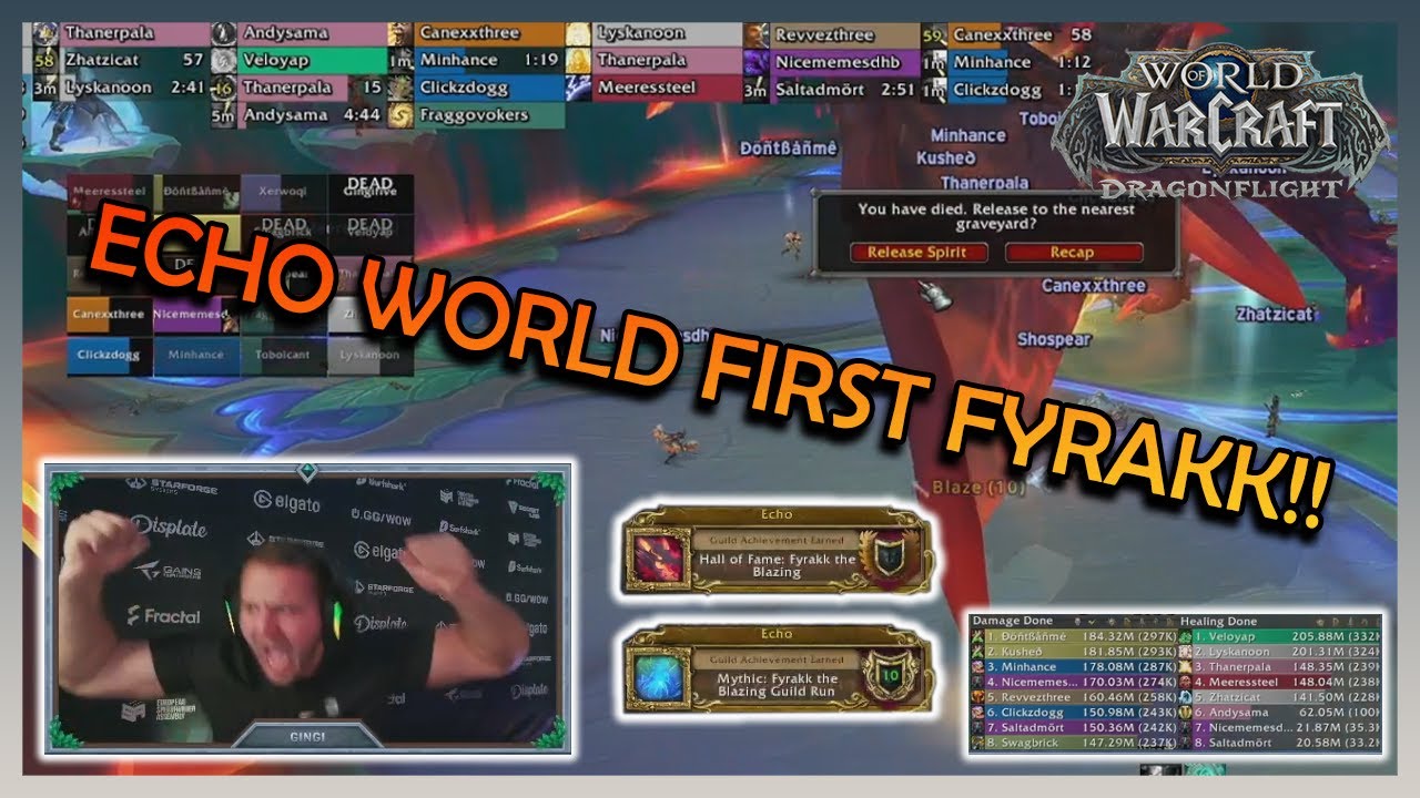 ECHO KILLS FYRAKK MYTHIC | WORLD 1ST 9/9M | Daily WoW Moments #13 | # ...