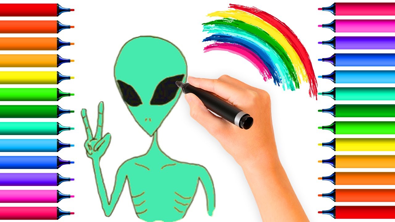 How To Coloring Alien For Children | How To Draw Alien | Happy Coloring ...