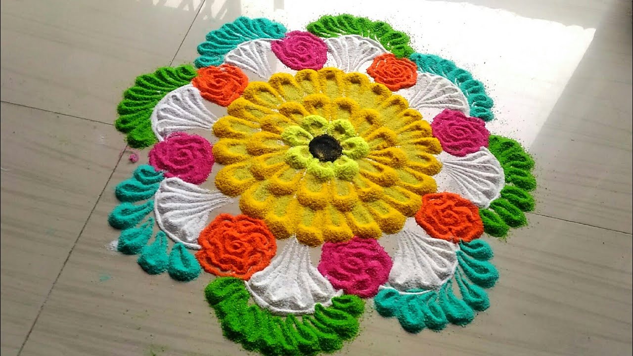HOW TO MAKE rangoli designs for FESTIVAL'S by jyoti Rathod #414 - YouTube