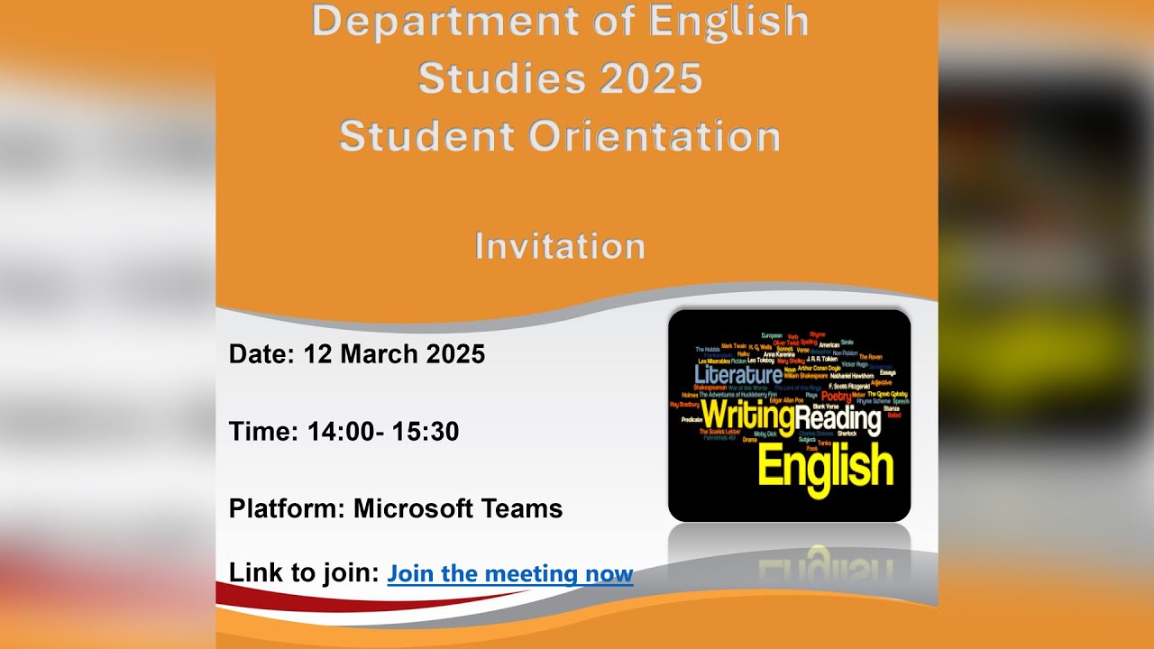 Department of English Studies 2025 Student Orientation - YouTube