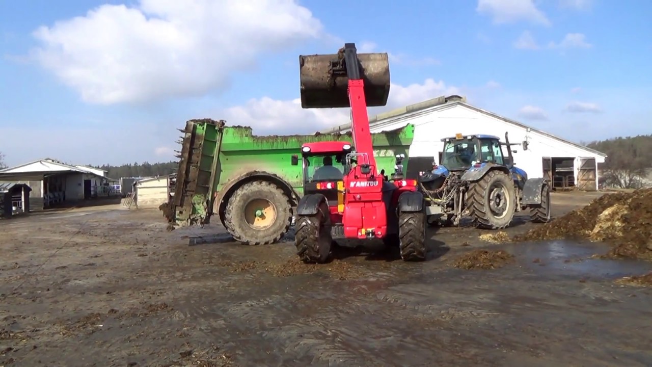 Muck Spreading - Tractors in action + Manitou MT 634 - YouTube