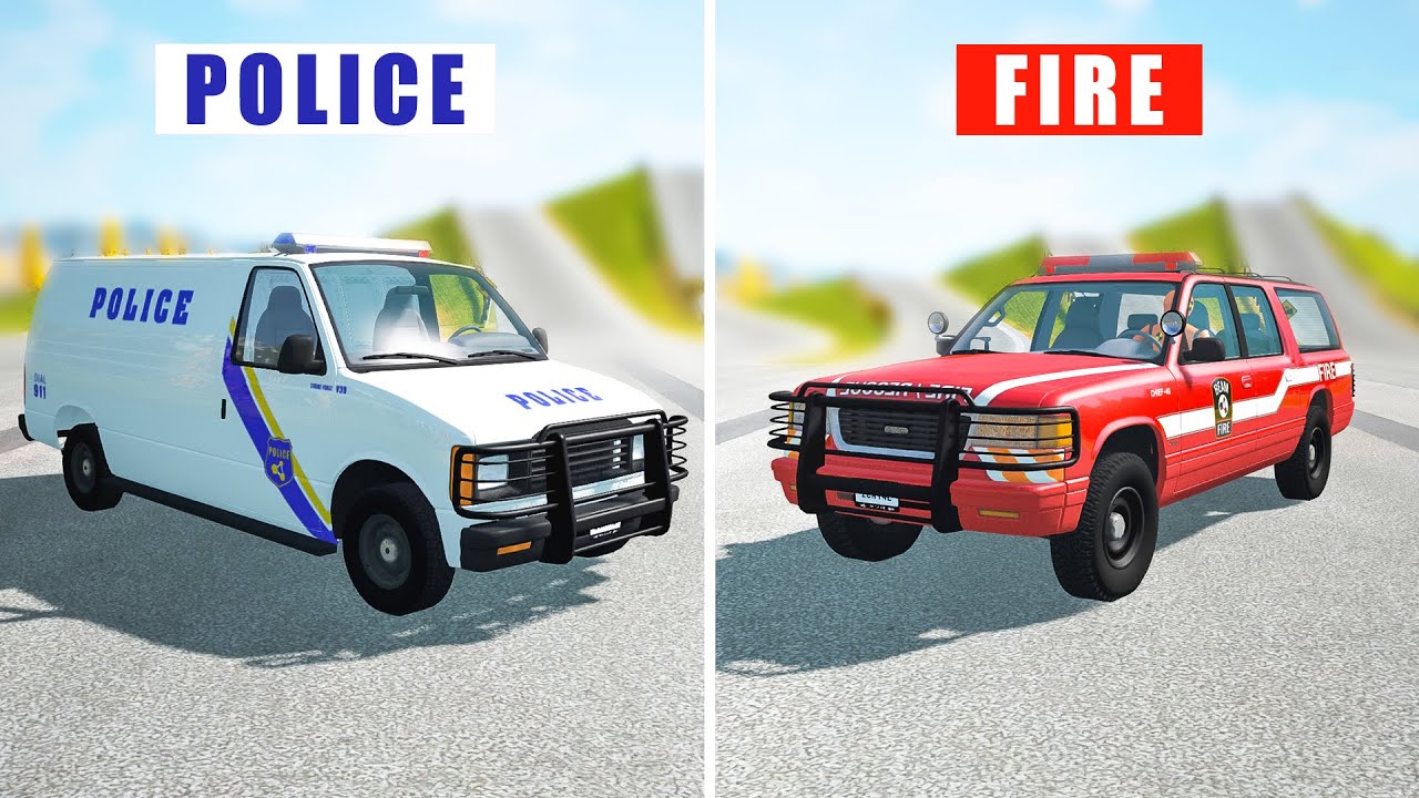 Vanster Police vs Fire Chief - BeamNG drive | Wheelbump - YouTube