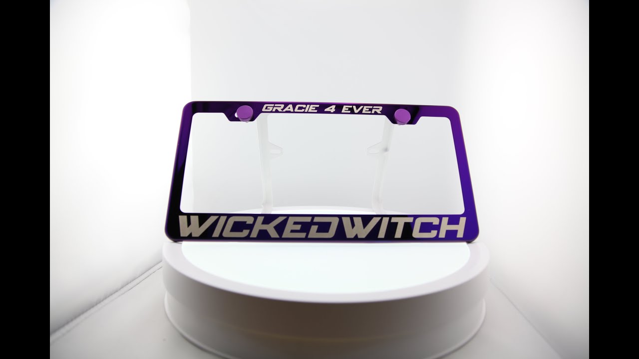 “Wicked Witch” License Plate Frame – Vibrant Purple Finish - YouTube