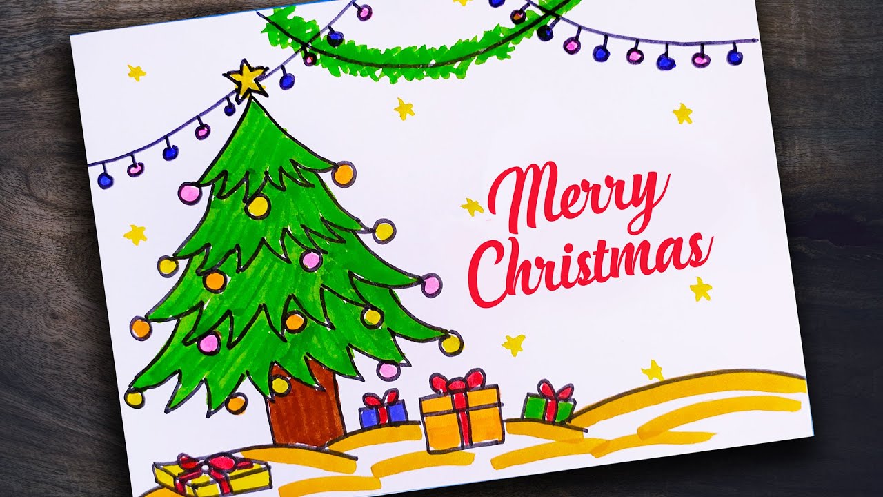 Easy Merry Christmas Drawing | Without Tools - YouTube