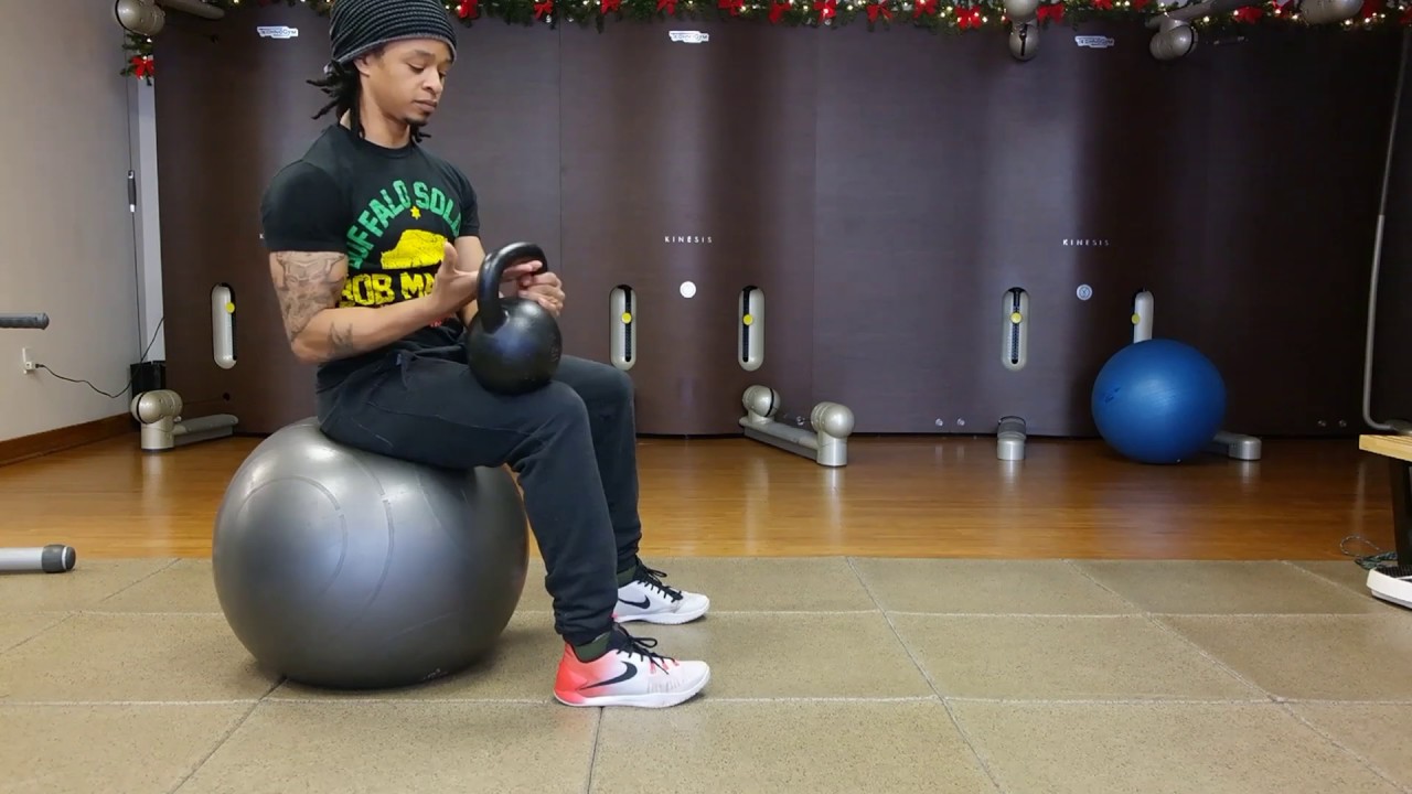 Stability Ball Bridge KB Single Arm Chest Press - YouTube