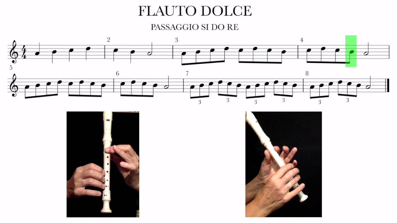 FLAUTO DOLCE TUTORIAL PASSAGGIO SI DO RE - YouTube