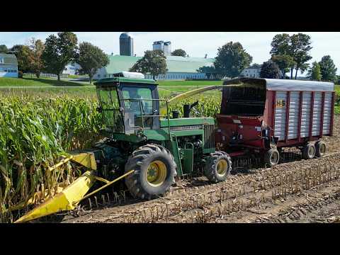 Chopping Corn Silage John Deere 5830 Forage Harvester on Farm