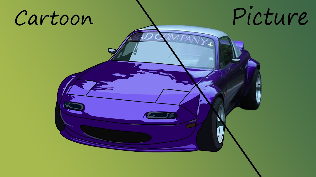 Cartoon Miata Drawing speed art Time Lapse - YouTube