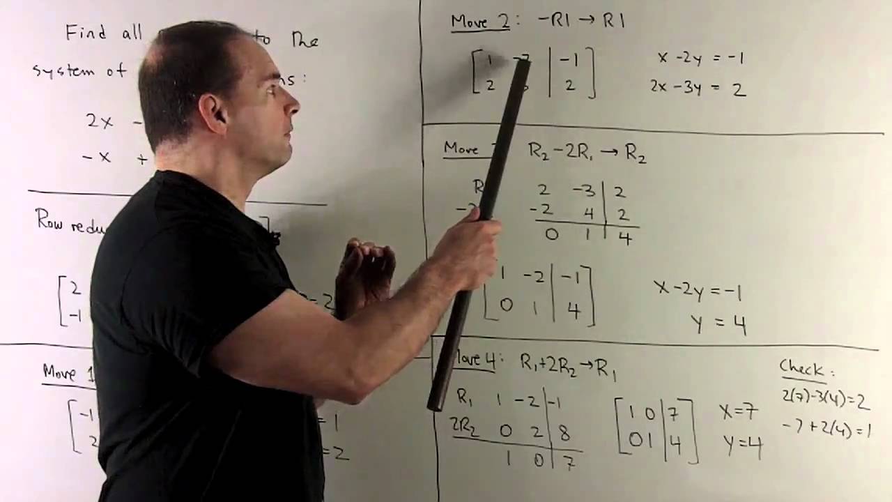 Row Reduction for a System of Two Linear Equations - YouTube