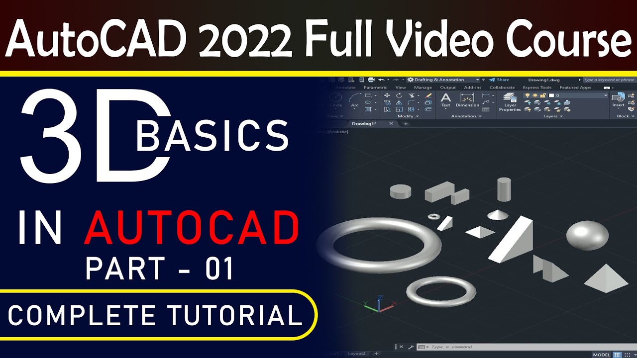 3d Basics in AutoCAD 2022 | Part 01 | AutoCAD 202 Course | | Engineer ...