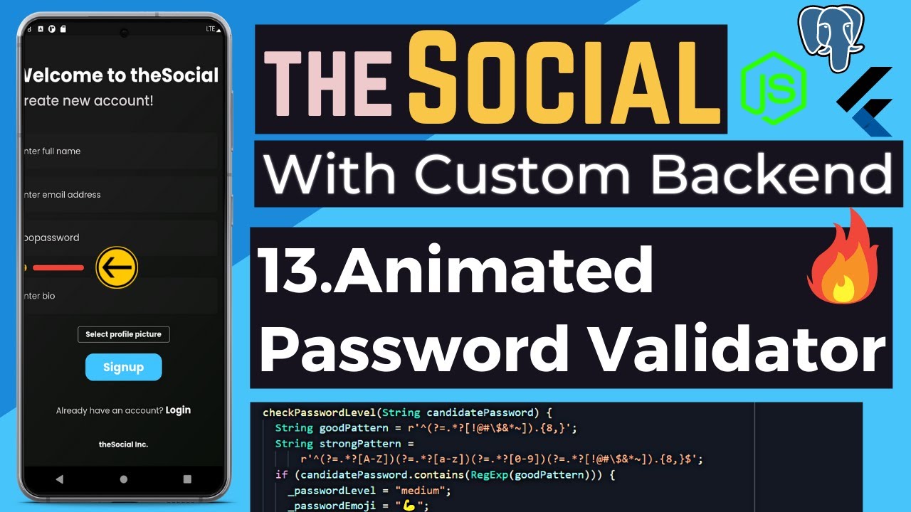 13. Animated Password Validator | Flutter Social Media App With Custom ...