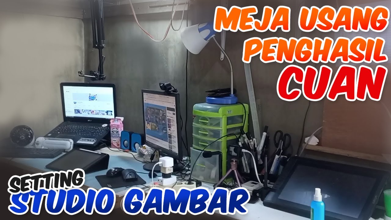 Setting work desk menggambar, review studio gambar sederhana low budged ...