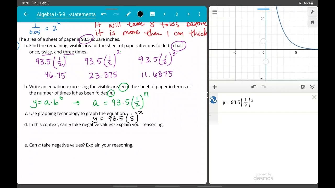 IM Algebra 1 Unit 5 Lesson 9 Activity 3 Question 2c - YouTube