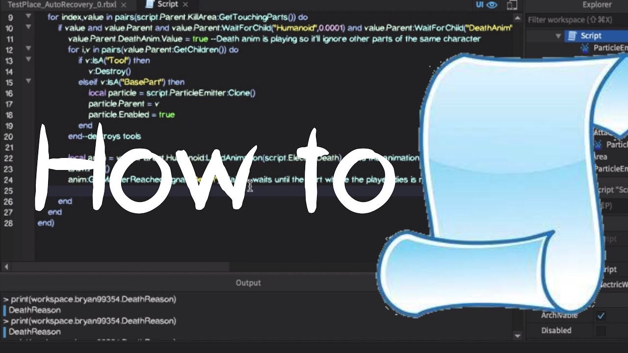 Roblox studio: custom death animation with tool - YouTube