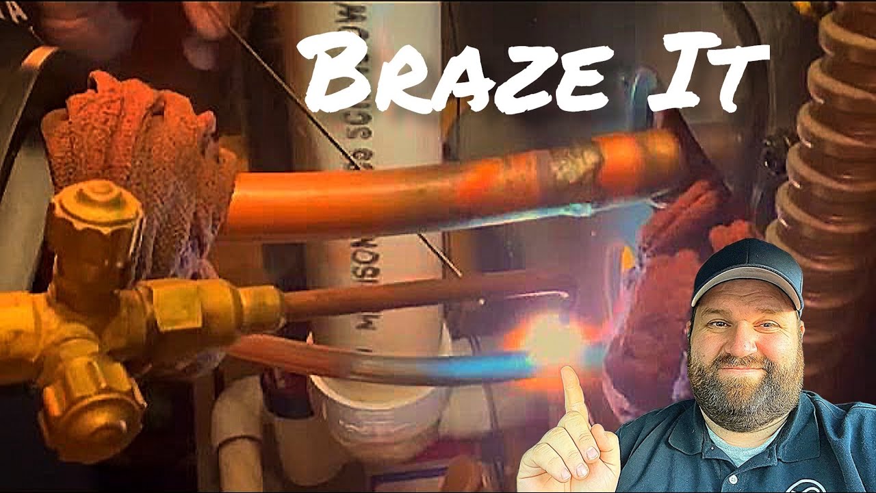 Brazing A New Air Conditioner - YouTube