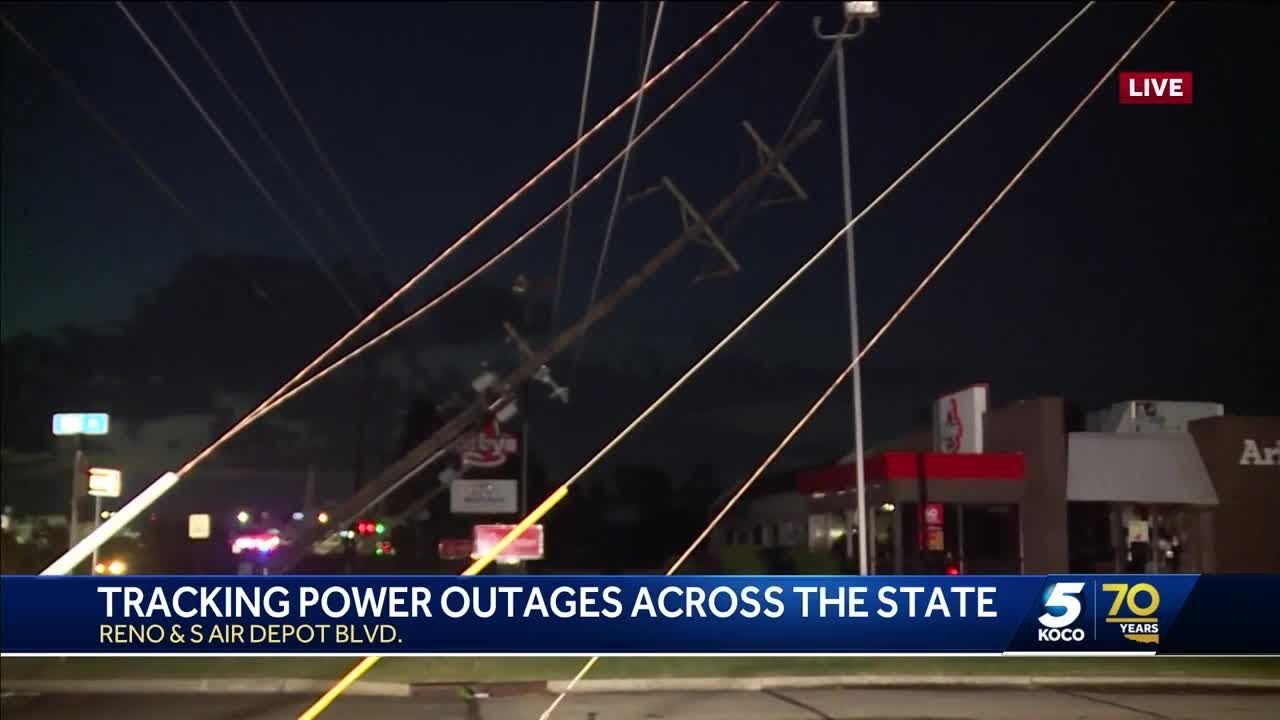OG&E crews work to repair snapped power lines in Midwest City - YouTube