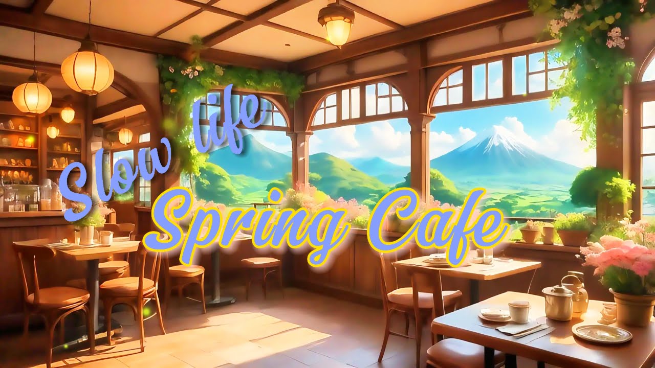 4K Studio Ghibli-Inspired Spring Café Ambience | Serene Green Retreat ...