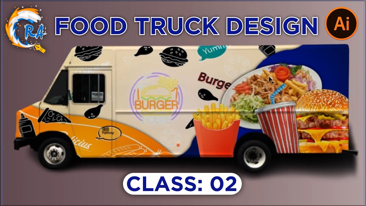 How to create wrap design of food truck in adobe illustrator? Urdu ...