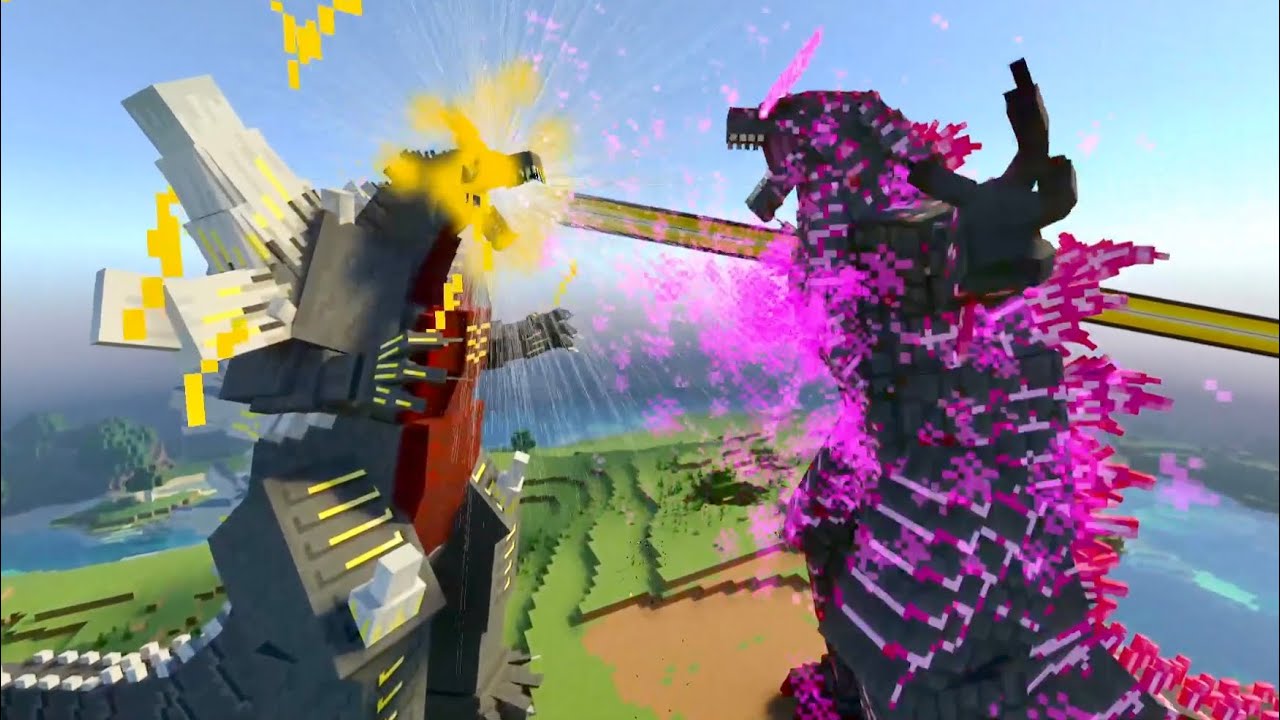 Godzilla Evolved vs Space Godzilla in Minecraft Bedrock - YouTube