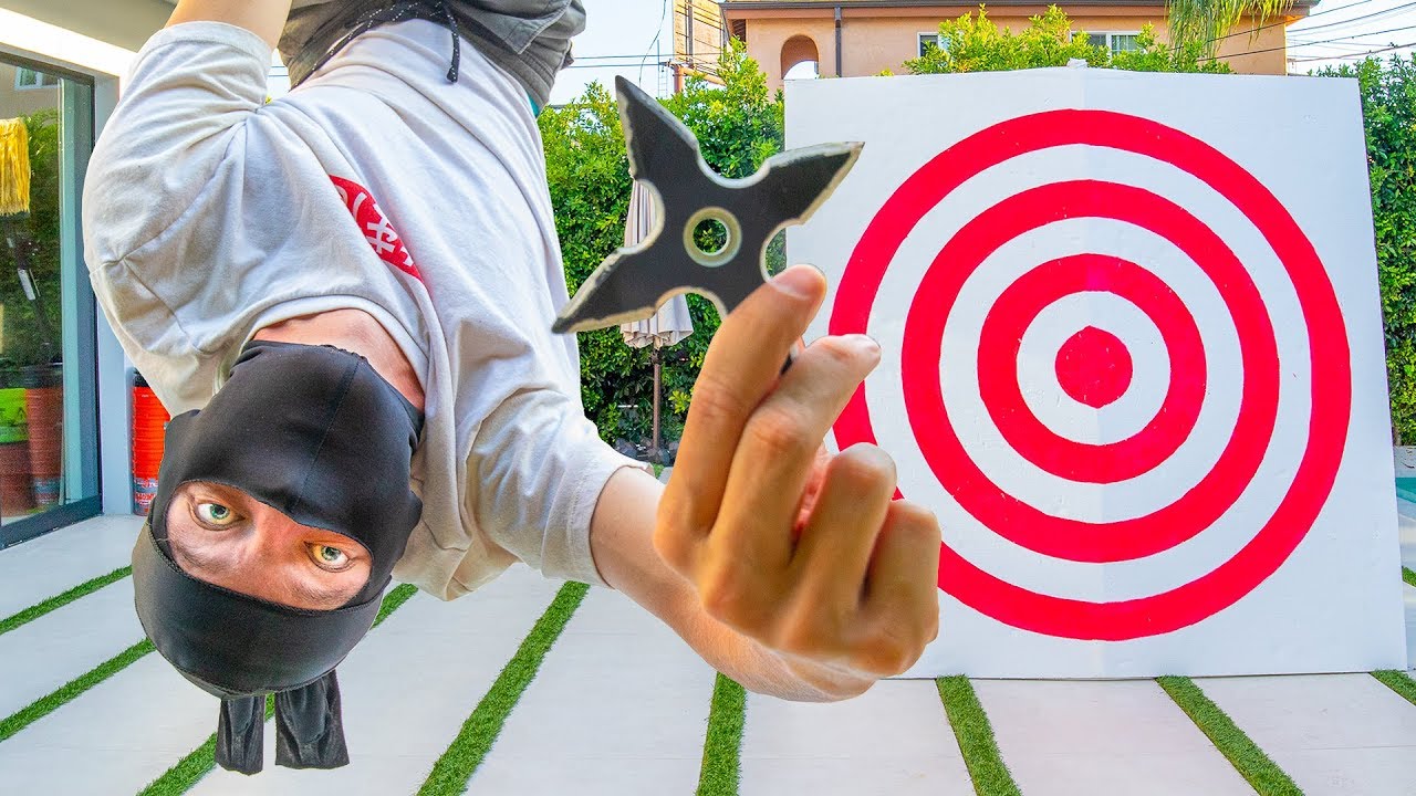 NINJA TRICK SHOTS!! (Throwing Star Edition) - YouTube