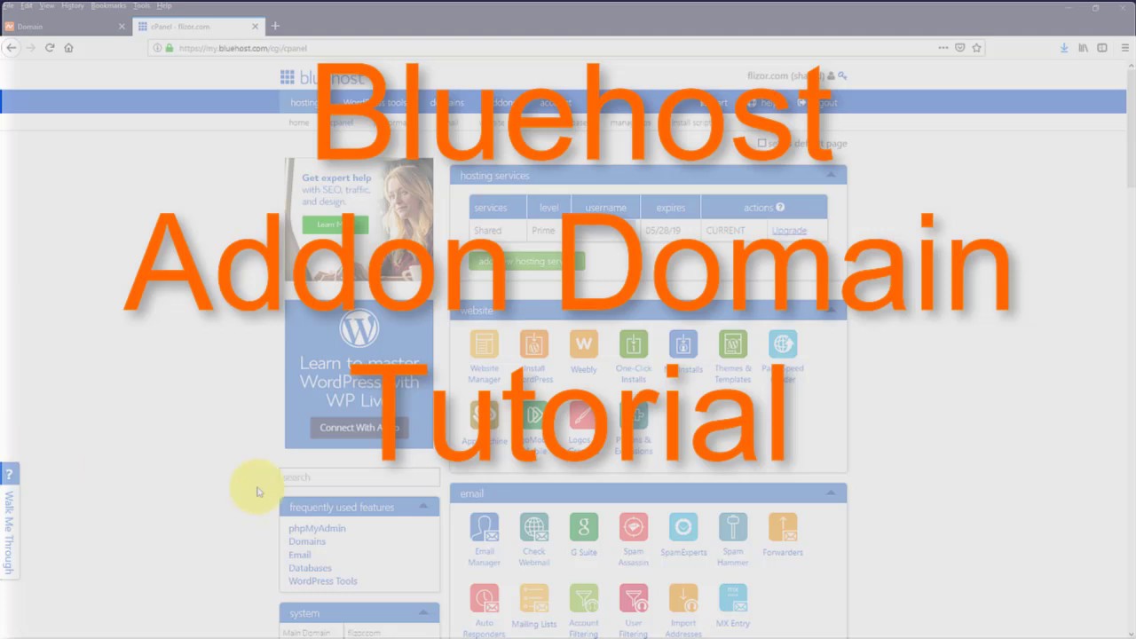 Bluehost Addon Domain Tutorial - YouTube