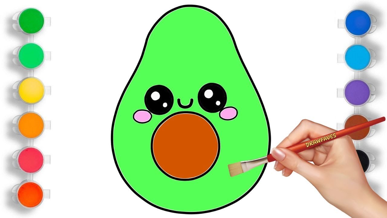 How to Draw a Cute Avocado | Painting For Kids & Beginners | Learn To ...