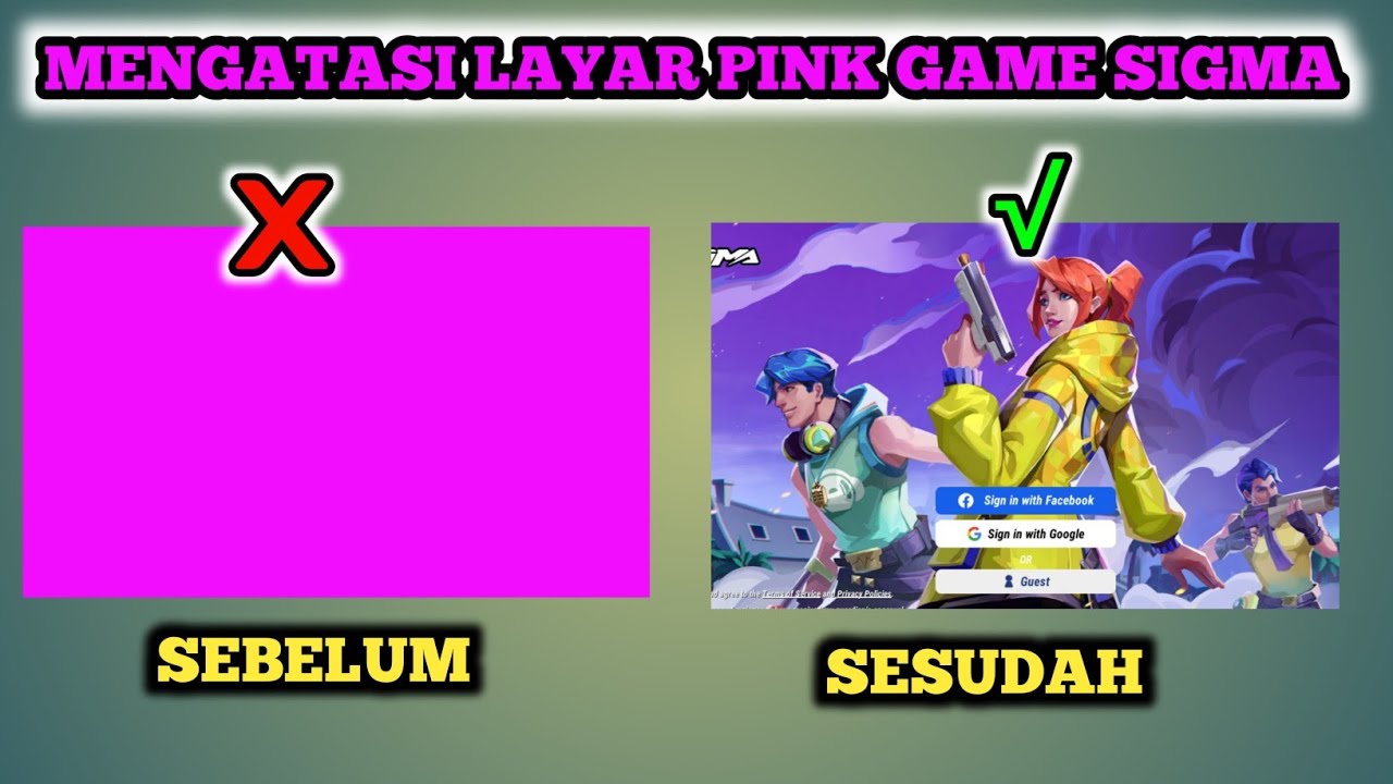 Cara mengatasi layar berwarna pink saat login game sigma - YouTube