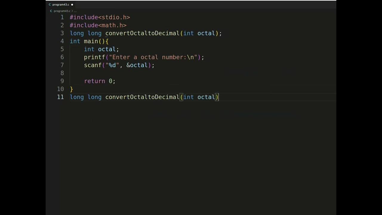 C Program to Convert Octal to Decimal | c programming in Linux Ubuntu (day-53) - YouTube