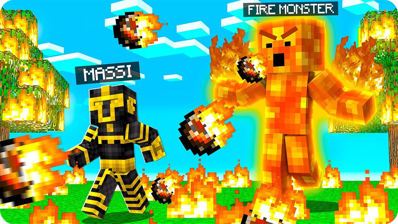 ENCUENTRO UN MONSTRUO DE FUEGO EN MINECRAFT 🔥😱 - YouTube
