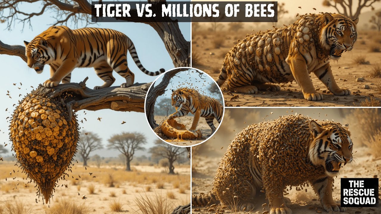 TIGER Infested with Millions of Honey Bees Rescued by The Animal Rescue ...