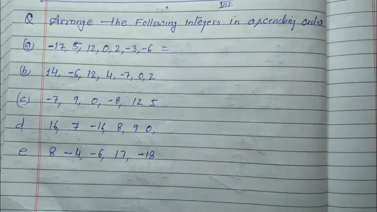 Arrange the following integers in ascending order - YouTube
