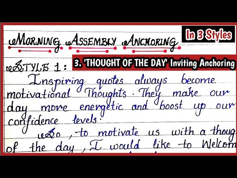 Morning Assembly Anchoring Video-3 | How to Invite for THOUGHT OF THE ...