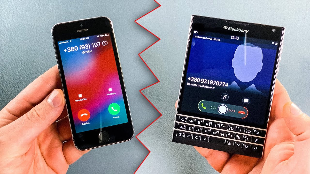 iPhone 5s VS BlackBerry Passport Incoming Call & Outgoing Call - YouTube