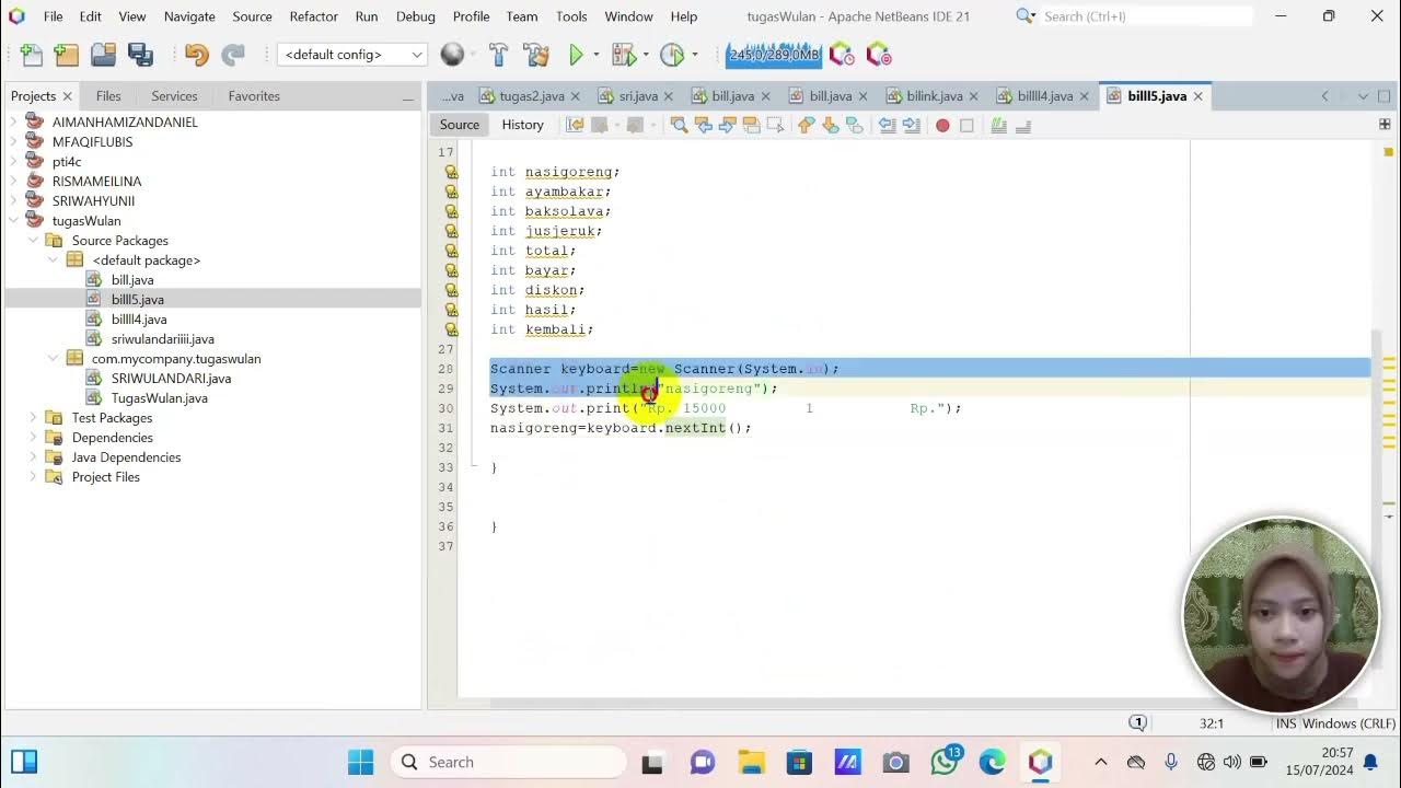 tutorial membuat contoh billing makanan dengan aplikasi netbeans - YouTube