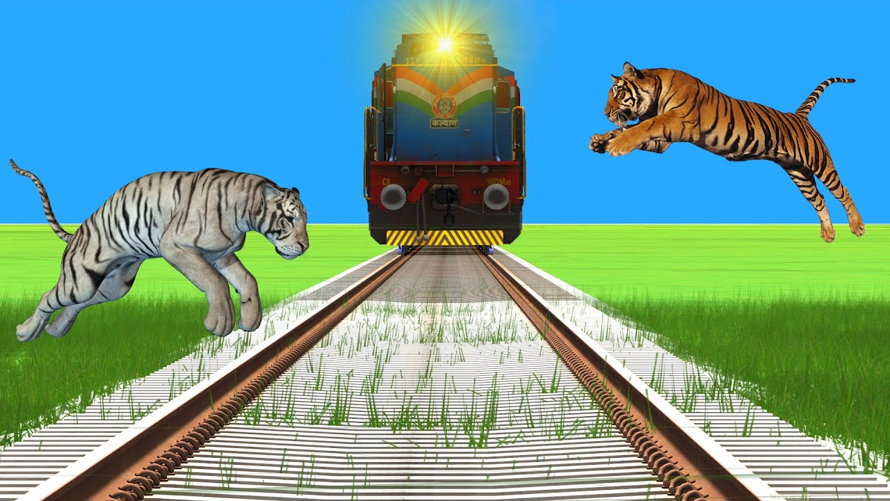CRAZY DOUBLE ANGRY TIGER vs TRAIN #3 | Stops The Train | BeamNG.Drive ...