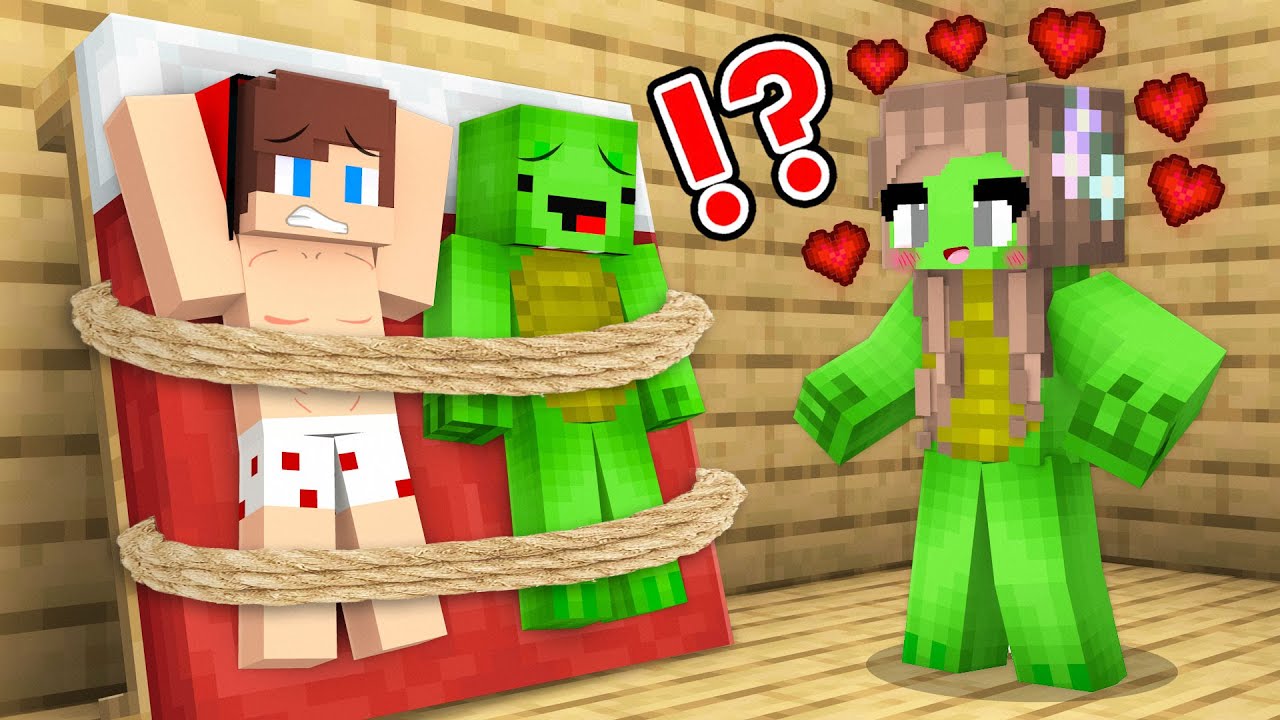 TIED JJ and Mikey vs Mikey`s Girl in Minecraft - Maizen - YouTube