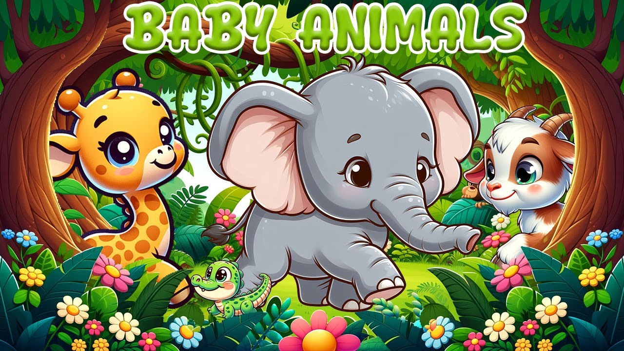 Baby Animals for Kids | Cute Animals in Beautiful Jungle | Cartoon ...