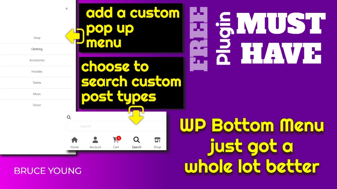 WP Bottom Menu [FREE] now includes - Pop-Up Menu - Search by custom ...