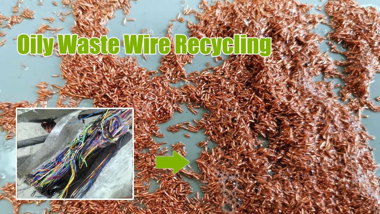Oily waste wire cleaning, crushing, sorting and recycling - YouTube