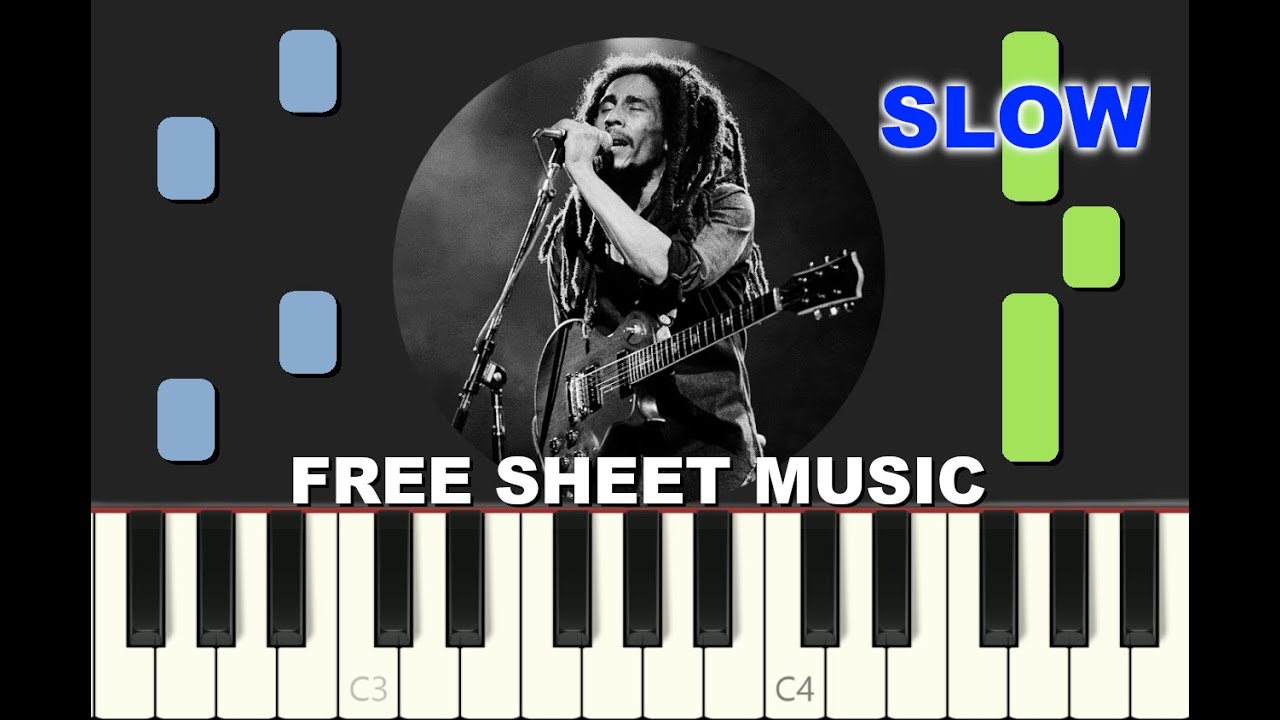SLOW piano tutorial "JAMMIN" by Bob Marley, with free sheet music (pdf ...